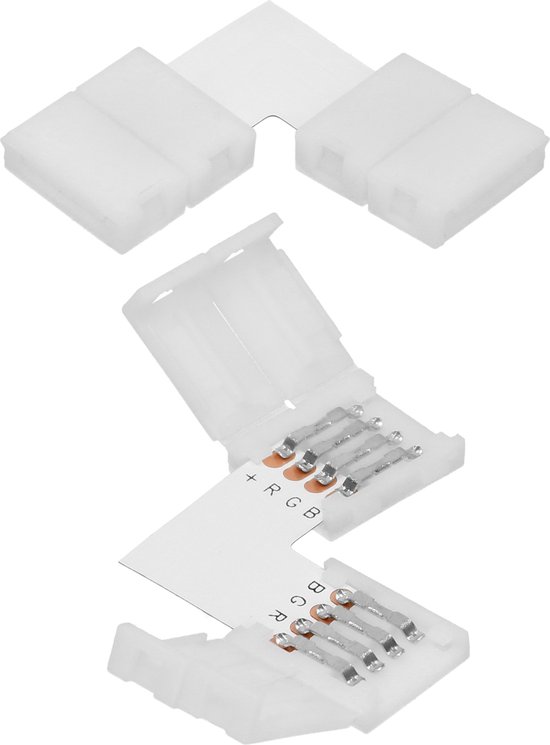 ECD Germany Set van 2 LED strip connectoren L-vorm 4 pin 10 mm RGB SMD ...