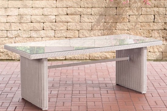 Tuintafel deluxe - Glastafel rotan wicker - Tuinmeubelen - Eettafel ...
