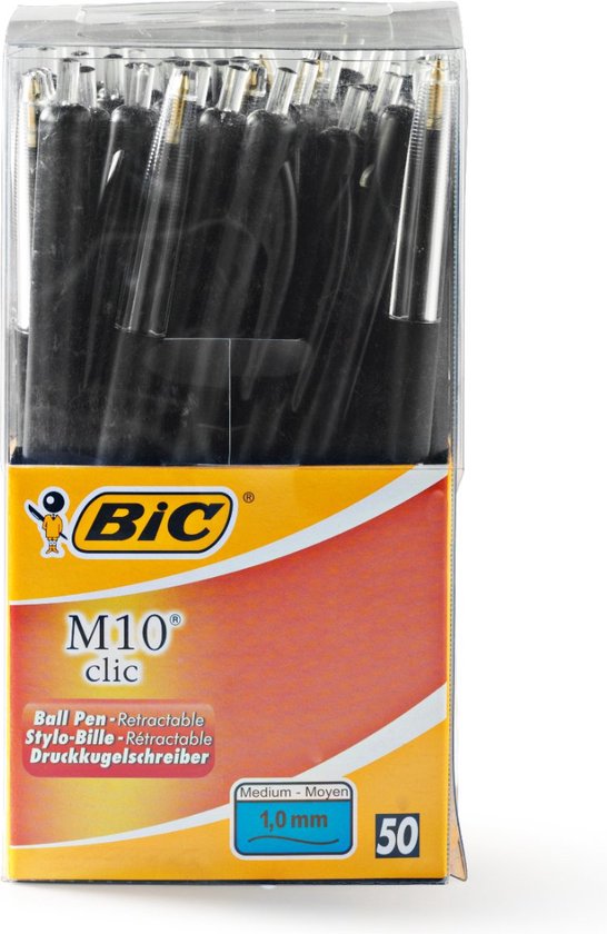 Balpen Bic M10 Tubo 50 zwart medium | 50 stuks | bol
