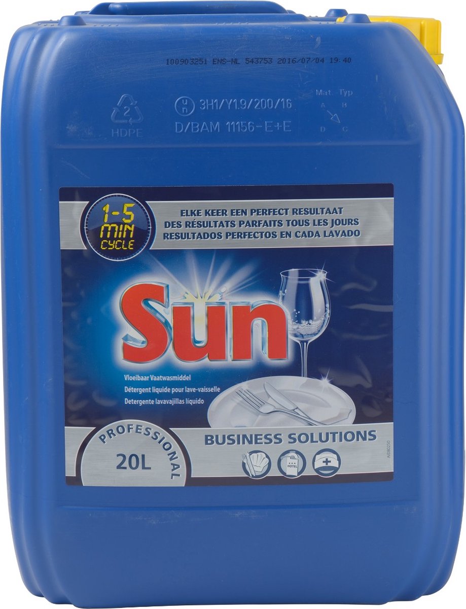 Sun Professional Vloeibaar vaatwasmiddel 1-5 min cycle - Fles 20 liter ...