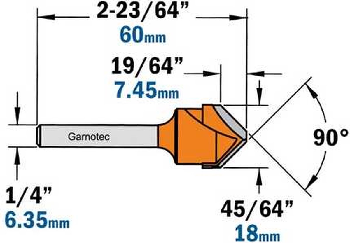 CMT - V-groef frees 90° voor alucobond, HW - Frees - Materiaal ...