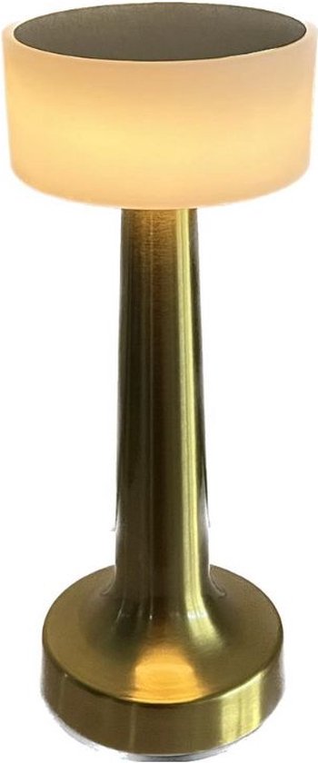 Bureaulamp led dimbaar - tafellamp goud - draadloze lamp 22 cm | bol.com