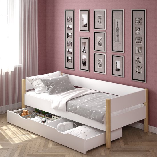 Komfort DB-4-160 - Kinderbed wit 80x160 Scandinavische look met bed ...