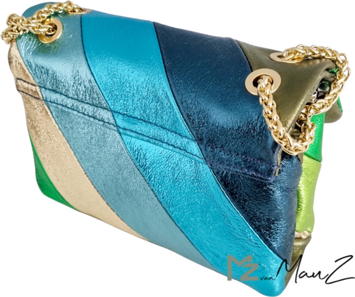 Rainbow Metallic - Leren Schoudertas - Multi gekleurd - Groen tinten ...
