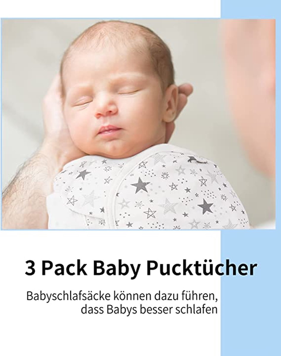 Inbakerdoek voor baby's, 3-6 maanden, set van 3 inbakerdoeken van 0-3 ...