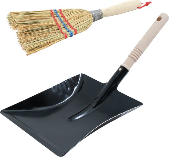 Handbezem inclusief zwart metalen stofblik voor binnen en buiten | bol