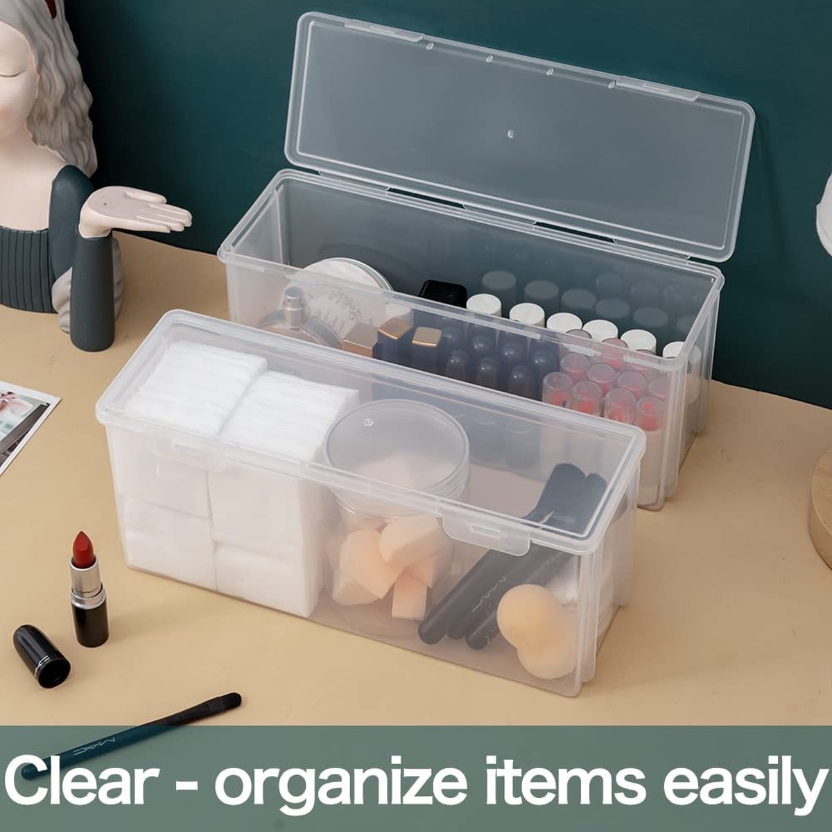 Set van 9 opbergdozen met deksels, transparante containers, plastic ...