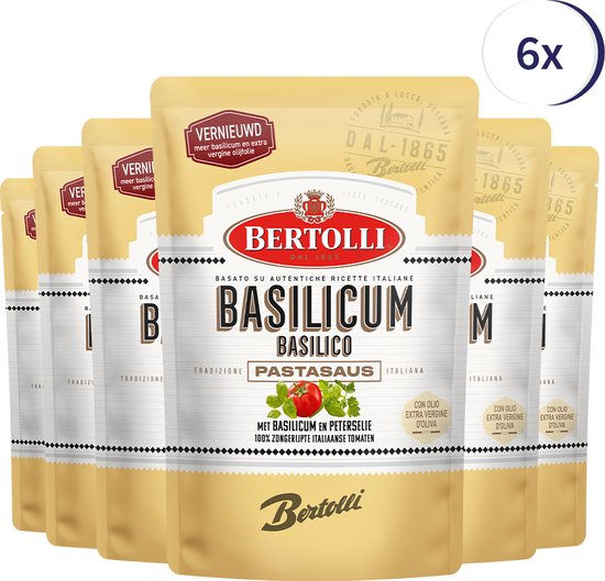 6x Bertolli Pastasaus Zak Basilicum Basilico 460 gr | bol