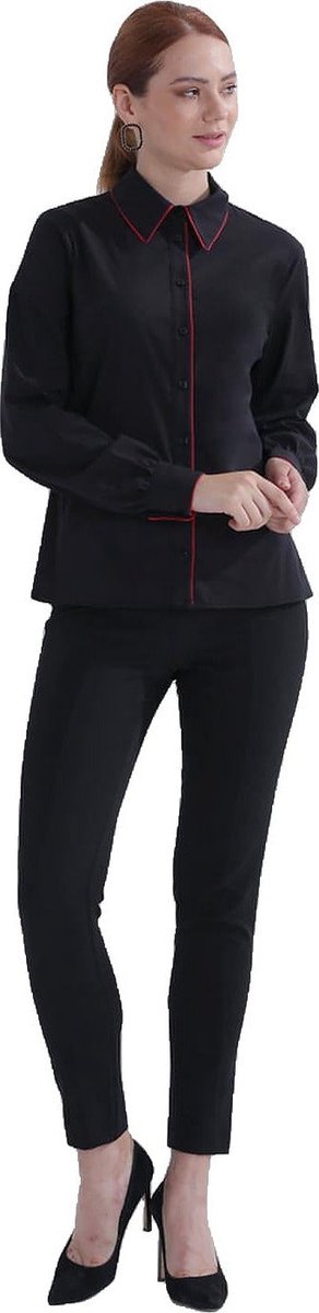 Blouse Dames Darya Zwart met Contrast Bies | bol