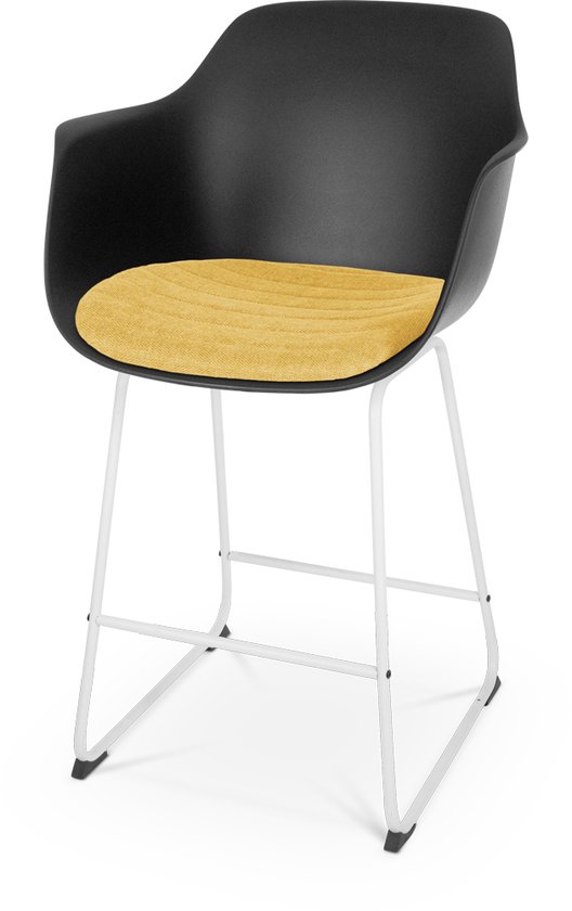 Nolon de bar Nolon Nino blanc 65 cm - Assise noire avec accoudoirs et ...
