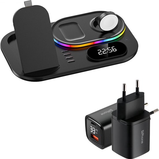 DrPhone LEGEND14 - 2023 Serie - Draadloze 4 in 1 Lader - Klok - LED ...