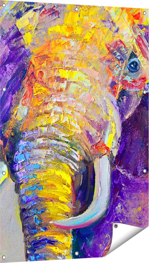 Gards Tuinposter Olifant van Olieverf - Kleur - Abstract - 80x120 cm ...