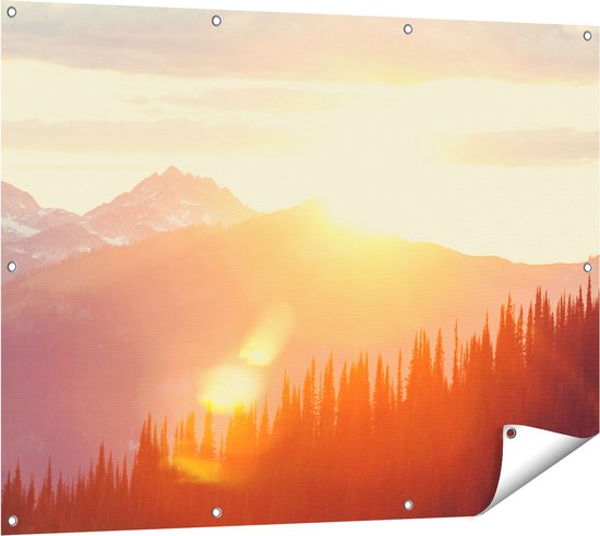 Gards Tuinposter Zonsondergang in het Bos - 120x90 cm - Tuindoek ...