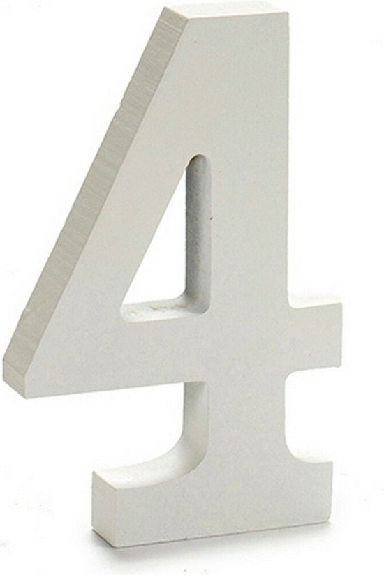 Cijfer 4 Hout Wit (1,8 x 21 x 17 cm) (12 Stuks) | bol.com