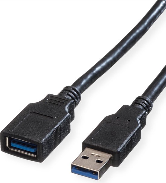 ROLINE USB 3.2 Gen 1 Kabel, type A-A, M/F, zwart, 0,8 m | bol