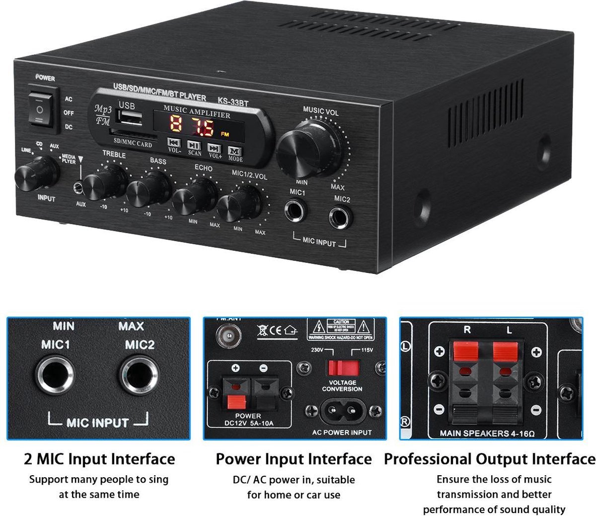 SunBuck® 1300W - Home Cinema - Versterker - HiFi Stereo Set ...