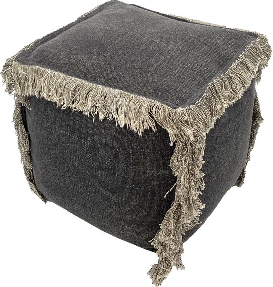 SVJ Poef Vierkant - 40 x 40 x 40 cm - Katoen - Donkergrijs | bol