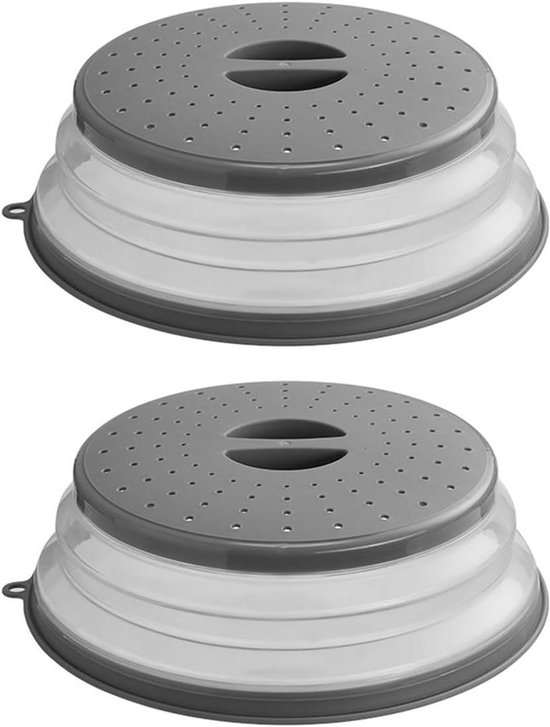 Opvouwbare Magnetron Spatdeksel Siliconen Voedseldeksel met Stoomopeningen... | bol