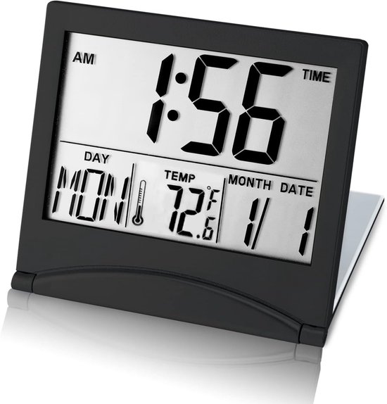 Mini digitale klok - Kleine opvouwbare reiswekker met temperatuur ...