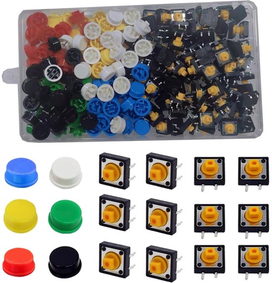 Momentary Tactile Push Button Micro Momentary Drukknopschakelaar (12 x ...
