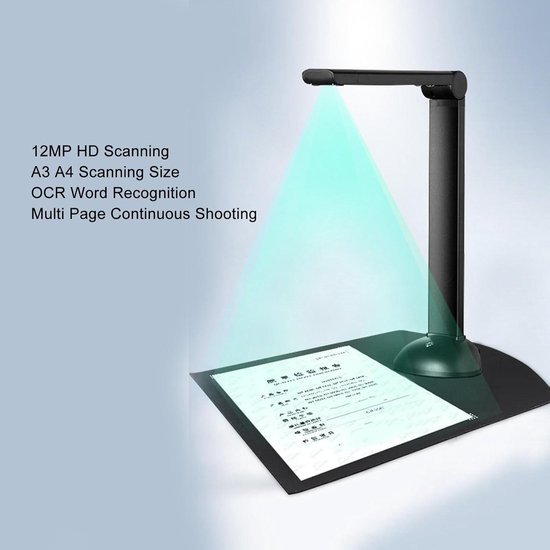 Draagbare A3 A4 Document Scanner met LED-licht 12MP HD 3672x2856 ...