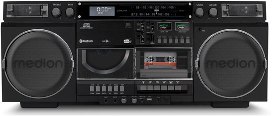 MEDION P66538 Cassetterecorder (retro boombox met cd-speler, jaren 80 ...