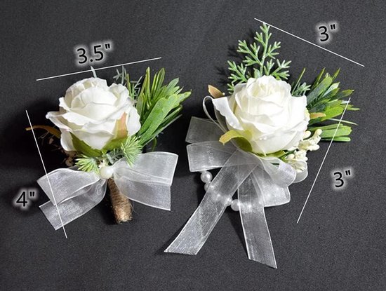 Witte roos pols bloemen 2 stuks en heren corsage voor bruiloft ...
