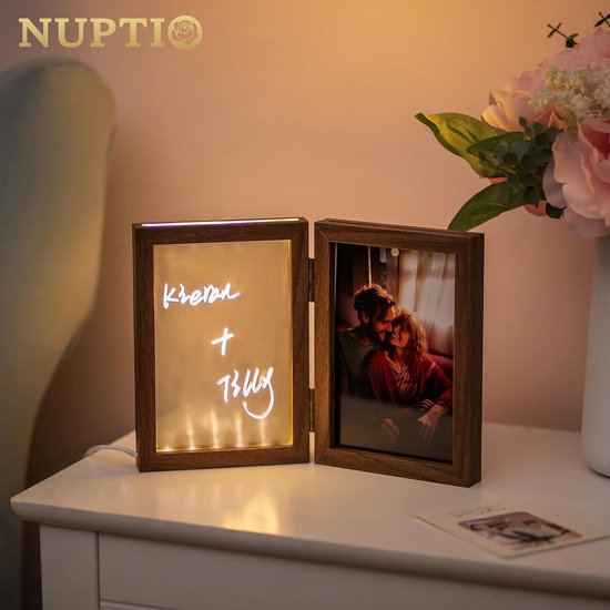 6x4 Personalized Led Writable Photo Frame - Light Brown Wooden - Ideal ...