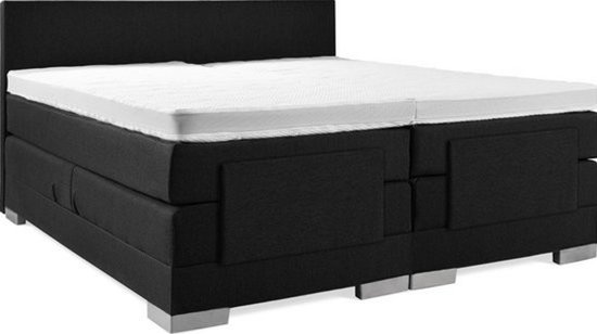 Sweet Sleep Elektrische Boxspring - (190x200) - Incl. Glad hoofdbord - Gitzwart met plint | bol