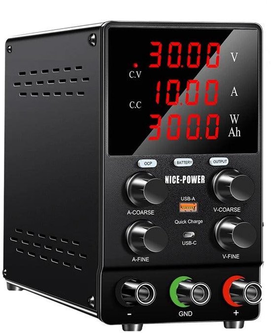 Voeding - Omvormer - Encoderknop - Regelbare DC-voeding - 30V - 10A - AC 220V - USB-A... | bol