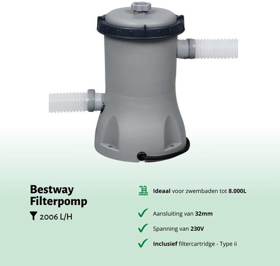 Bestway - Cartridge Filterpomp - 2.006 L/u - Voor kleine zwembaden | bol