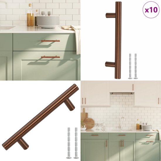 vidaXL Handvatten 10 st 96 mm roestvrij staal bronskleurig - Handvat ...