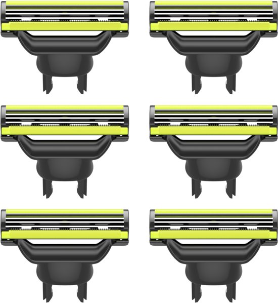 Scheermesjes Geschikt voor Philips OneBlade – 6 Stuks – 3-Mesjeskop per ...