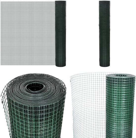 vidaXL Kippengaas 10x1 m gegalvaniseerd staal met PVC-coating groen ...