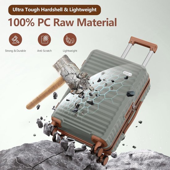 Lichte Grote Uitbreidbare Harde Koffer met Trolley en Reistas ...