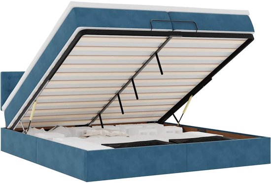 vidaXL - Bed - poef - met - matrassen - en - leds - 200x200 - cm ...