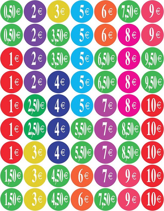 Set van 315 Ronde Zelfklevende Stickers - 25 mm - Verschillende Prijzen ...