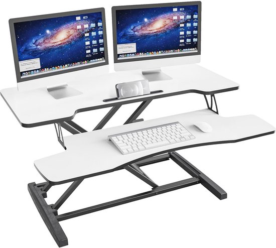 Verstelbaar Staand Werkstation - Ruim Bureau met Toetsenbordlade en ...