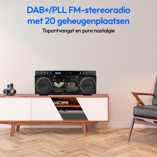 MEDION P66538 Cassetterecorder (retro boombox met cd-speler, jaren 80 ...