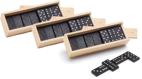 Domino spel 84x stuks steentjes in houten kistje - Gezelschapsspel ...