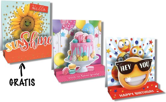 MGPcards - 3 Pop-up wenskaarten - Gekleurde envelop - Vriendschap ...
