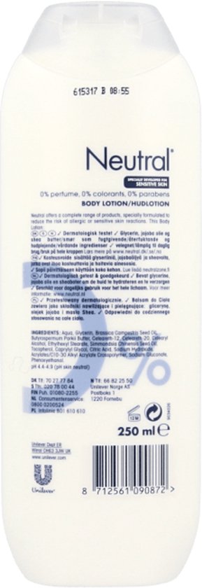 Neutral Body Lotion - Gevoelige huid - 0% parfum - 250 ml | bol