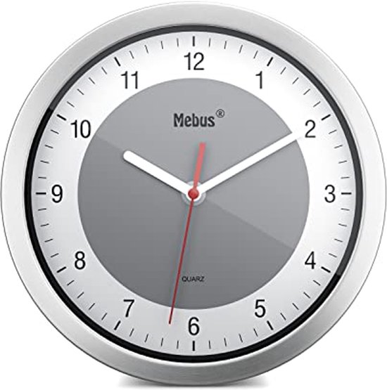 Mebus quartz wandklok/kleine klok voor kleine ruimtes/zilveren frame ...