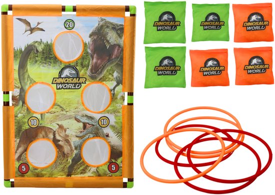 Playos® - Werpspel - 2 in 1 - Dino's - Oranje / Groen - Ringtoss ...