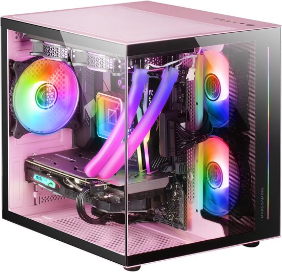 Micro-ATX Mini-Tower Gaming Case met Frameloos Gehard Glas en Dual ...