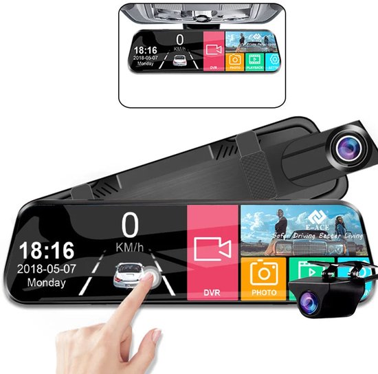 Dashcam voor Auto - 10 Inch Touchscreen Spiegelcamera - 1080P AHD ...