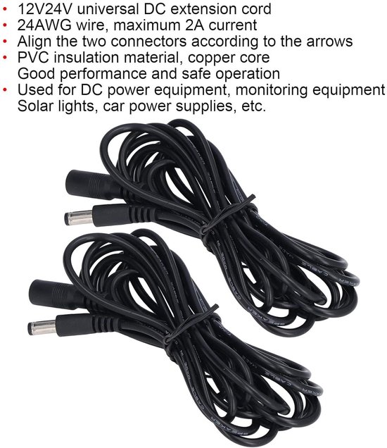 9.5ft/2.9 meter LED Solar Light Verlengsnoer - Universele DC12V 24V ...