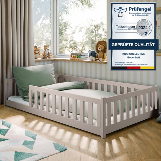 Kinderbed Vloerbed 120x200 cm met uitvalbescherming & lattenbodem ...