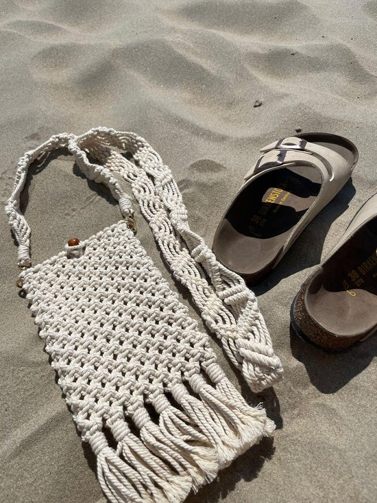 Macrame Tas - Macrame sping - hand tas ecru - schauder tas- naturel ...