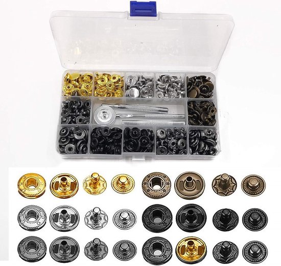 120 Sets Leren Drukknopen Kit, Koperen Drukknopen Voor Kleding Metalen ...